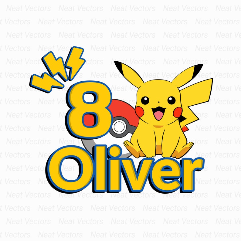 Pikachu, Custom Pikachu Birthday Design, Personalized, SVG, PNG, JPG ...