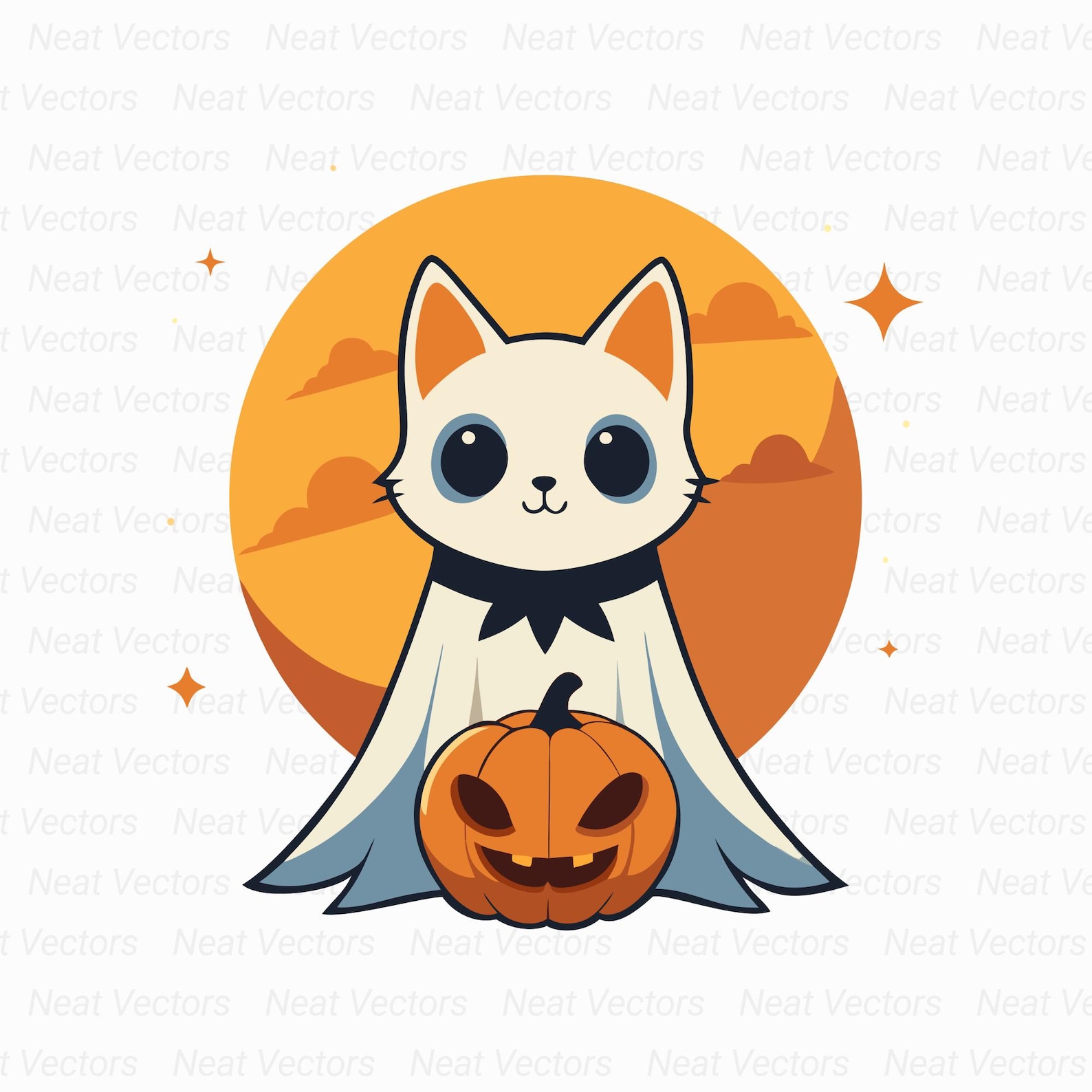 Halloween Cat SVG, Cute Ghost Cat, Cute Halloween PNG, Jpeg, Instant ...