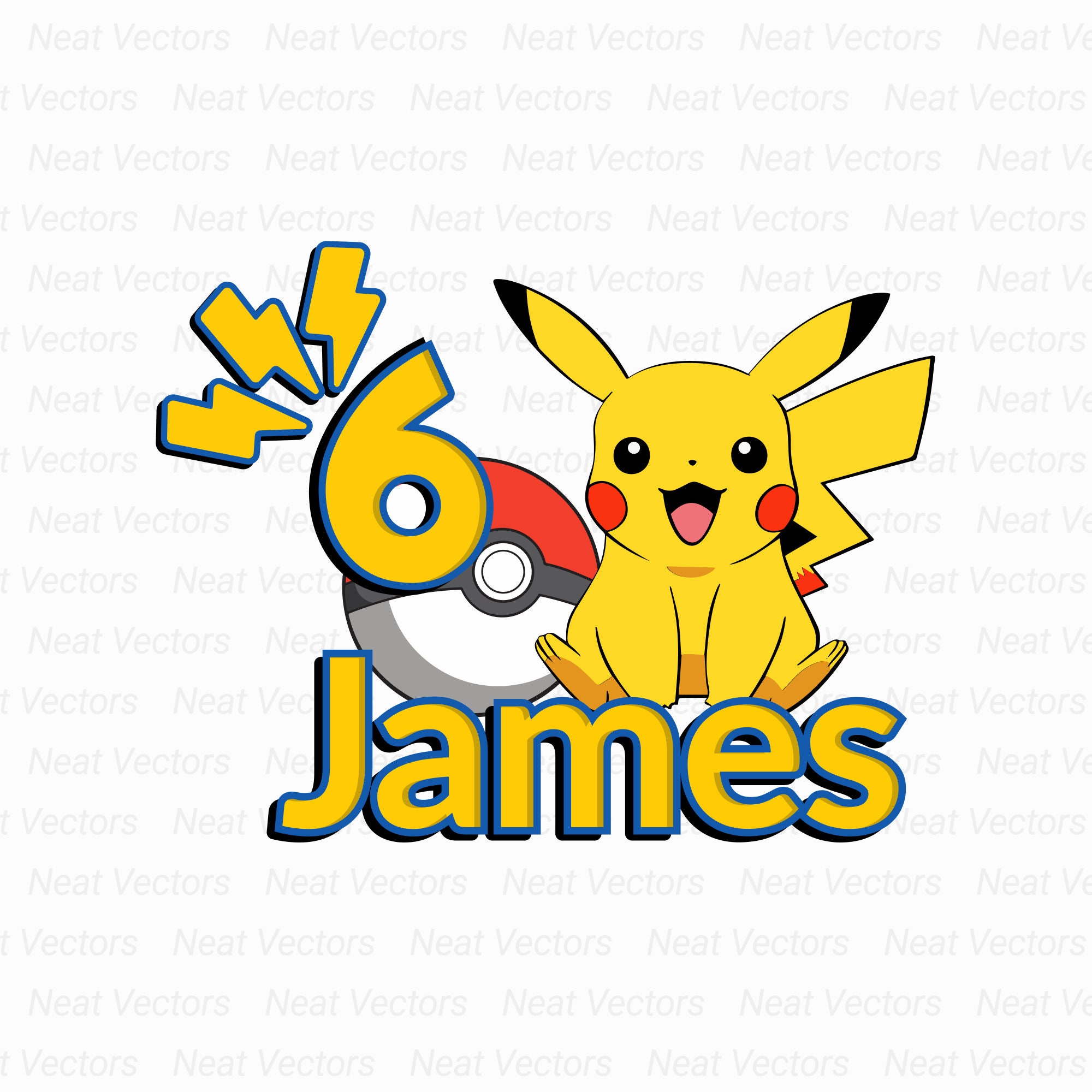 Pikachu, Custom Pikachu Birthday Design, Personalized, SVG, PNG, JPG ...