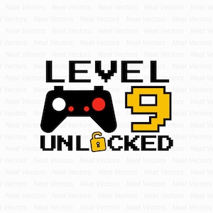 Gamer Age 9 Svg, Gamer Birthday Design, Level 9 Unlocked, Age 9, SVG ...