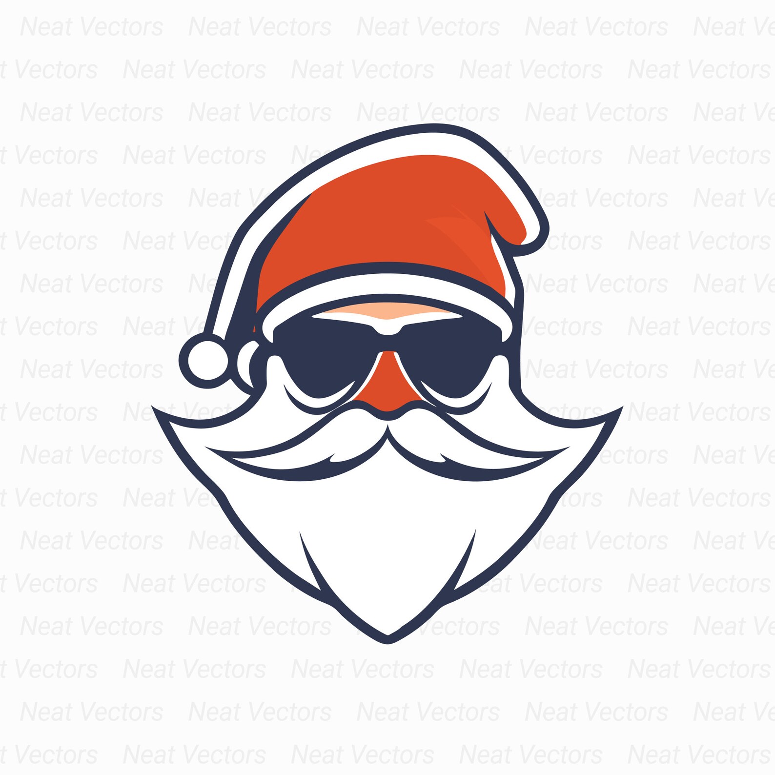 Santa Head SVG, Christmas SVG, Santa With Sunglasses, Cute Christmas ...