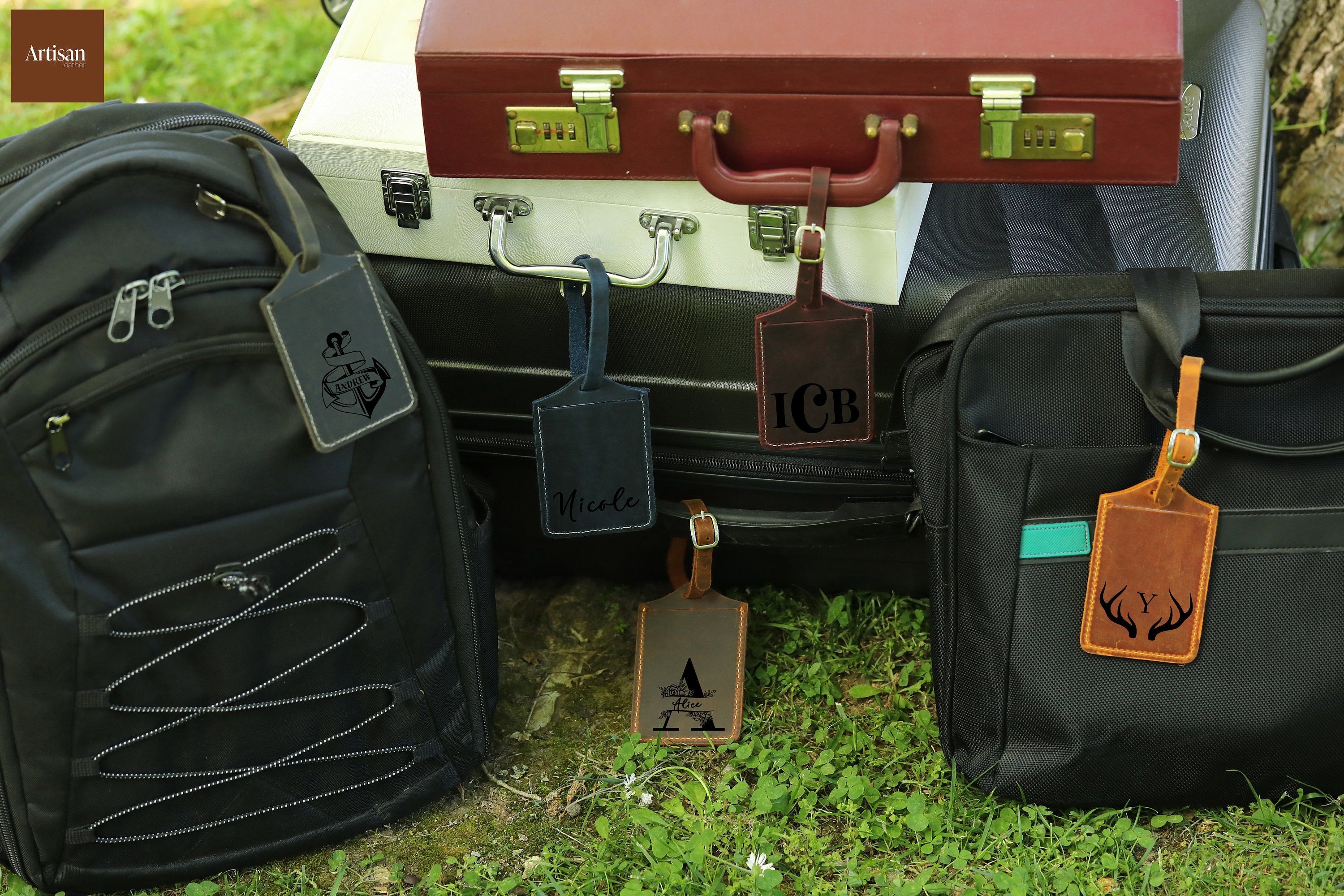 Personalized Leather Luggage Tags , Leather Luggage Tags, Luggage Tags ...