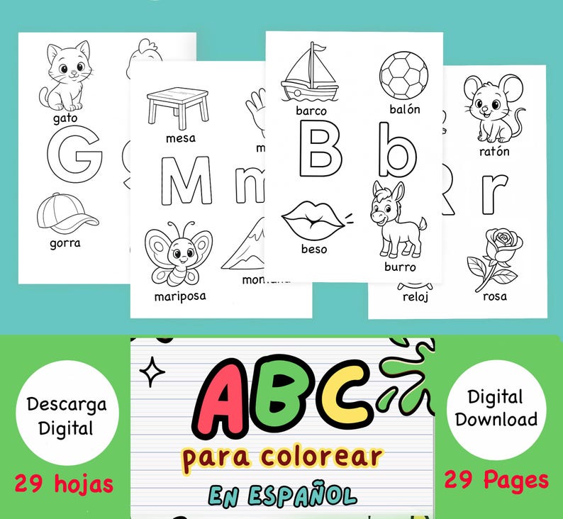 Spanish Alphabet Coloring Book | Abecedario En Español Para Niños | 29 ...