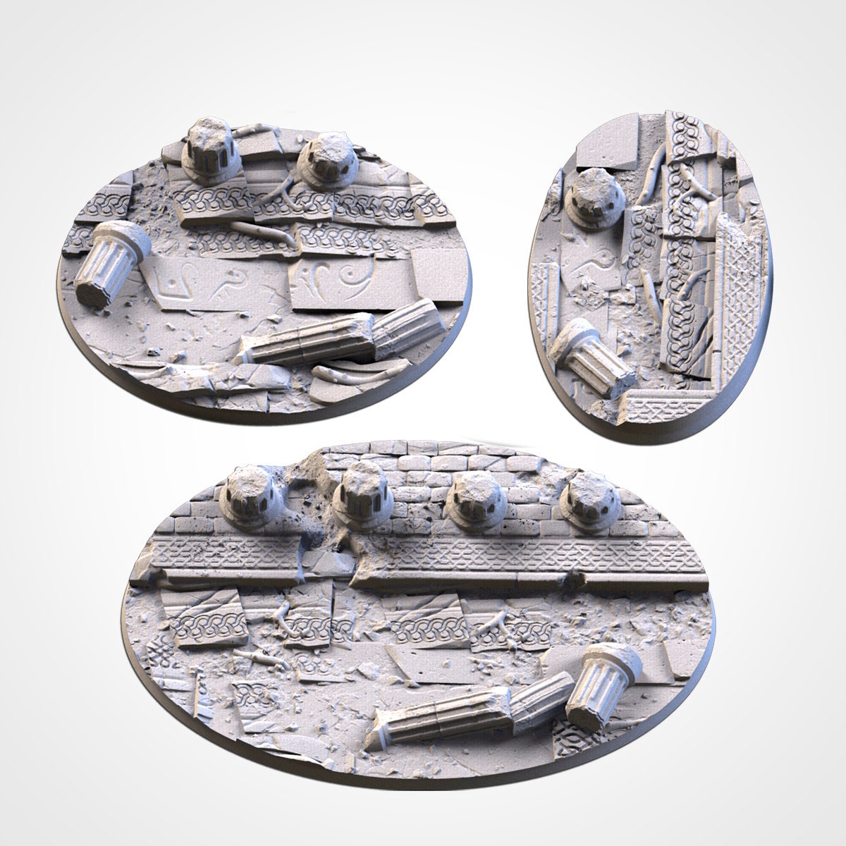 Ancestral Ruins / Dwarf Runic Bases Miniature War Games Round and Oval ...