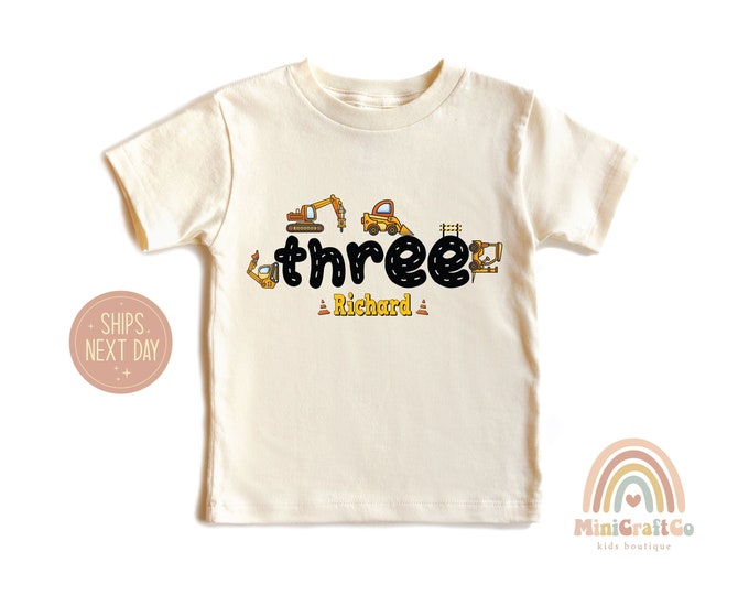 3rd Birthday T-shirt, Excavator Toddler Shirt, 3 Year Old Birthday Shirt, Construction Shirt ...