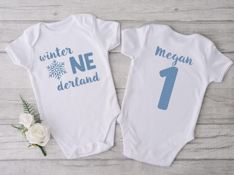 Personalized Winter Onederland Baby Onesie, Snowflake 1st Birthday ...