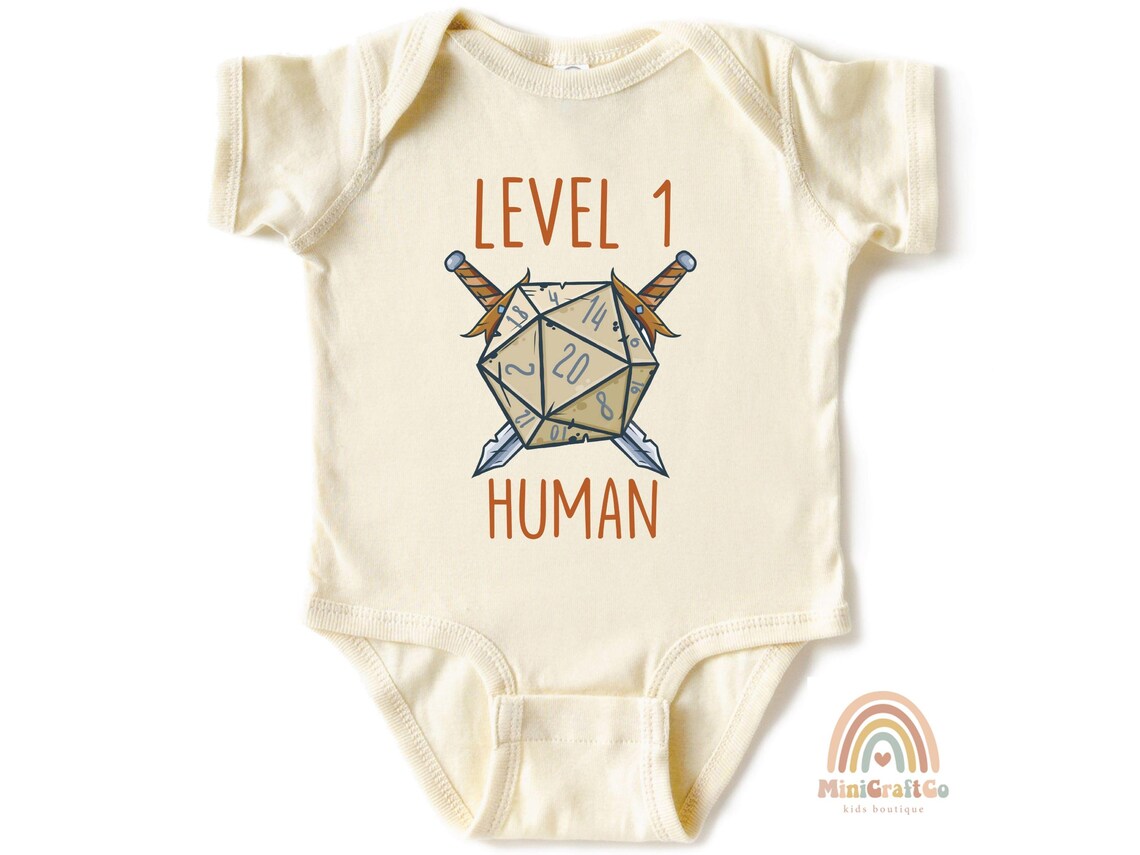 Custom Dragon Baby Onesie®, Level 1 Human Baby Bodysuit, Birthday Boy ...