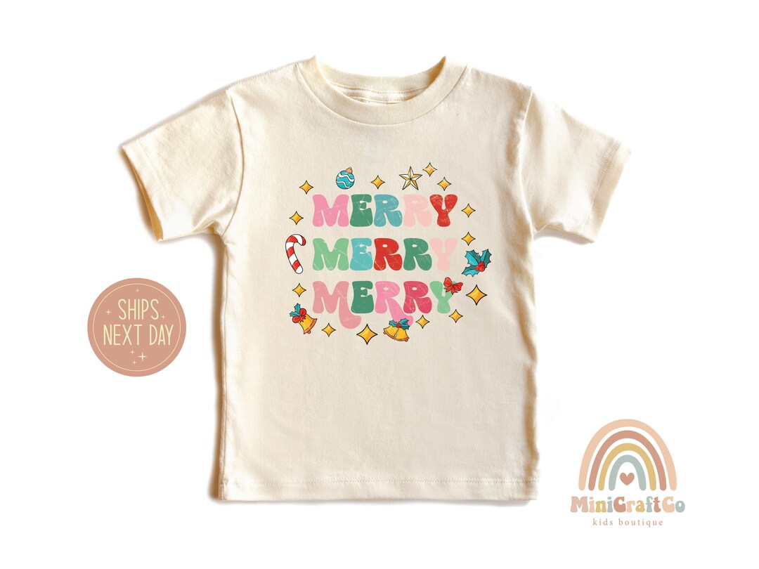 Merry Merry Merry Christmas Shirt, Holiday Kids Shirt, Christmas Gift ...