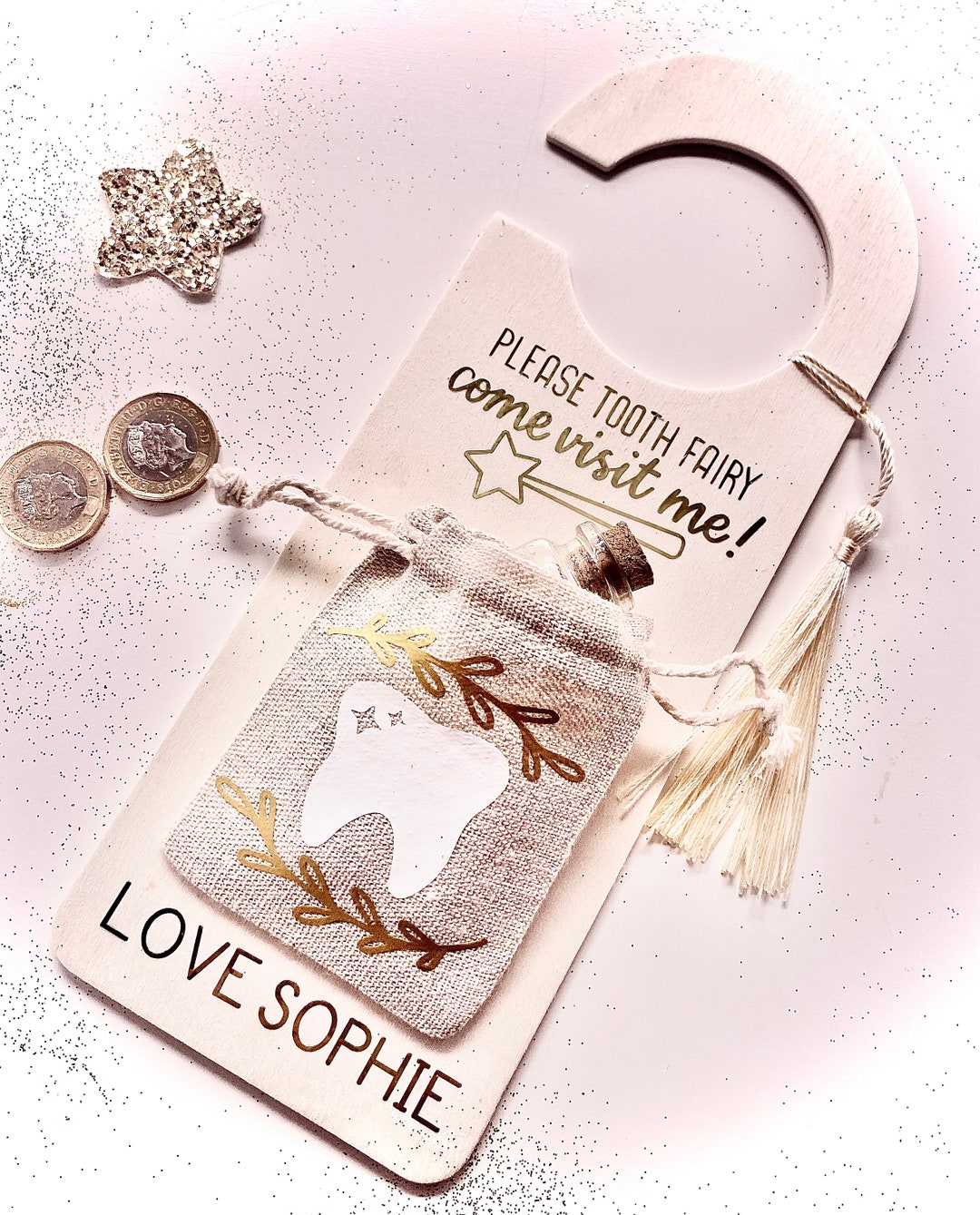 Personalised Tooth Fairy Bag Keepsake Gift Set Customisable Boho Tooth ...