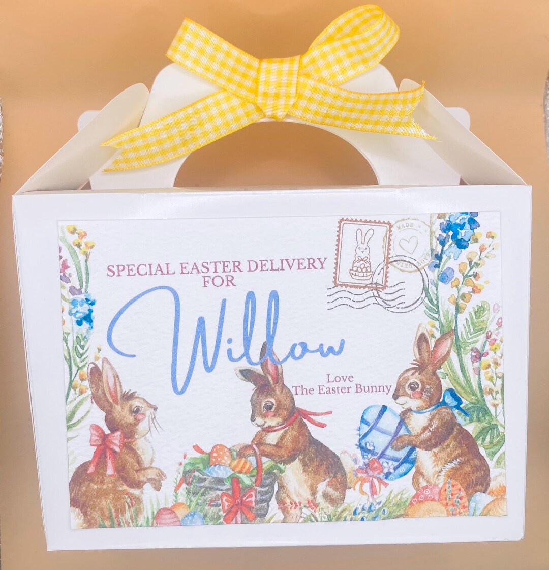 Personalised Easter Bunny Box, Easter Basket, Treat Bag, Easter Gift for Kids, Easter Egg Hunt ...