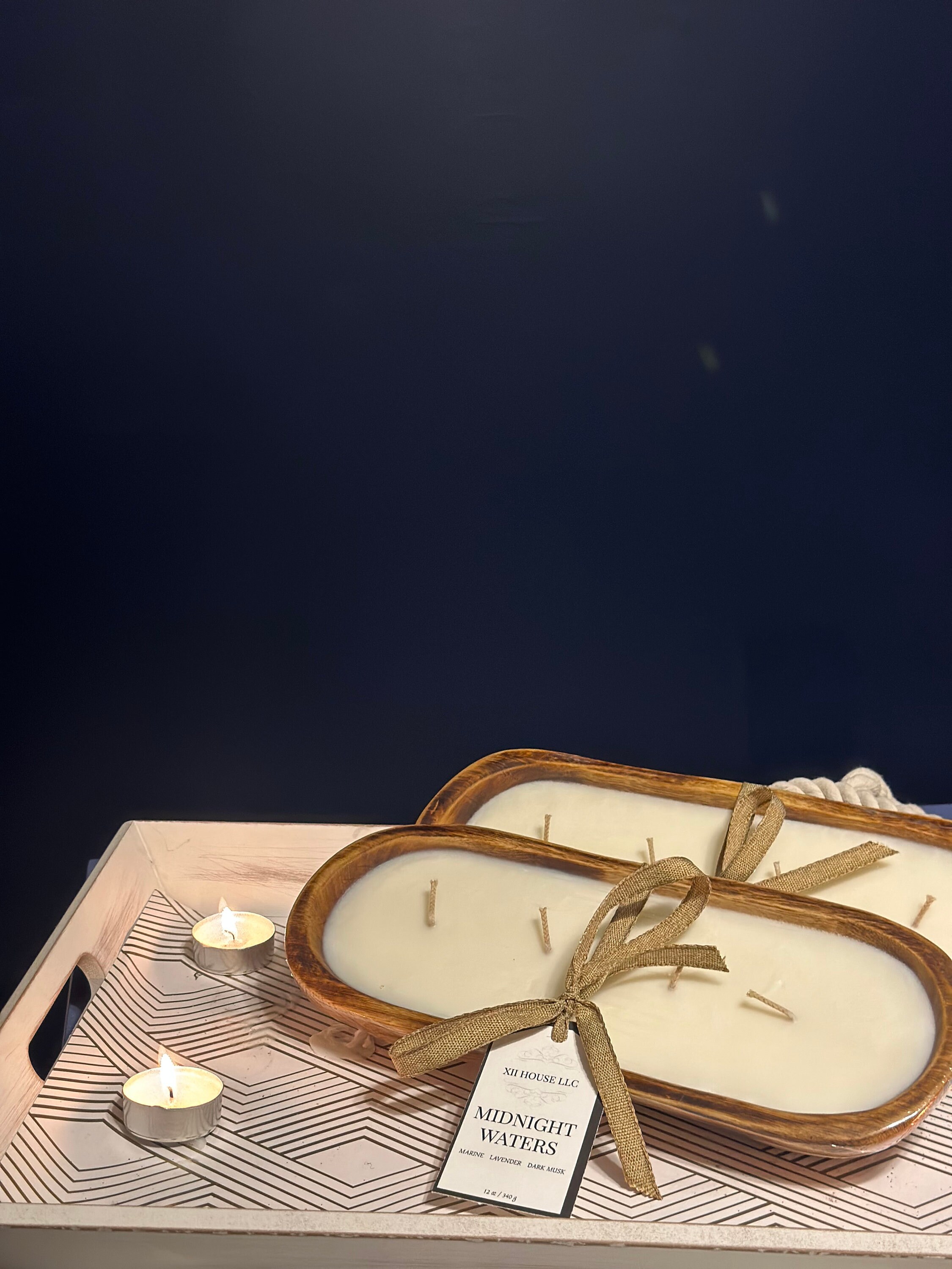 Multi-wick Candle in Kenyan Dough Bowl-midnight Waters- Marine ...