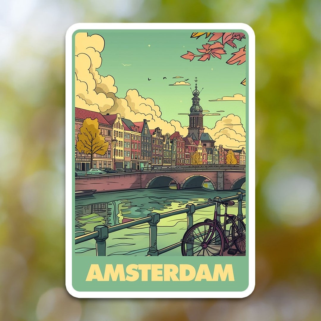 Amsterdam Sticker, City Sticker Vinyl Decal, for Laptop Car, Book ...