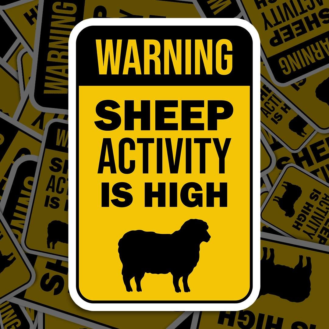 Warning Sheep Sticker, Warning Sign Vinyl Decal, for Laptop Car, Book ...