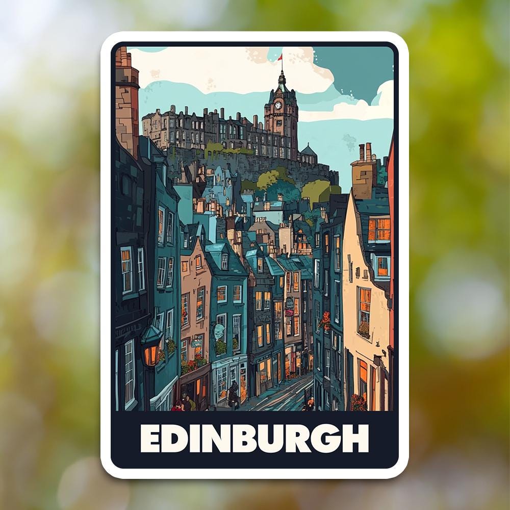 Edinburgh Sticker, Edinburgh Decal, for Laptop Car, Book, Water Bottle ...