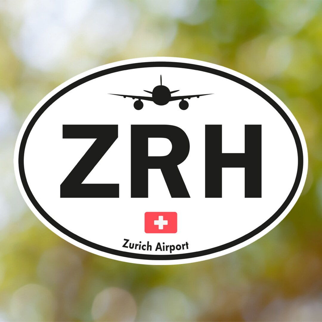 Zurich Sticker Oval Vintage, Switzerland Airport Luggage Sticker ...