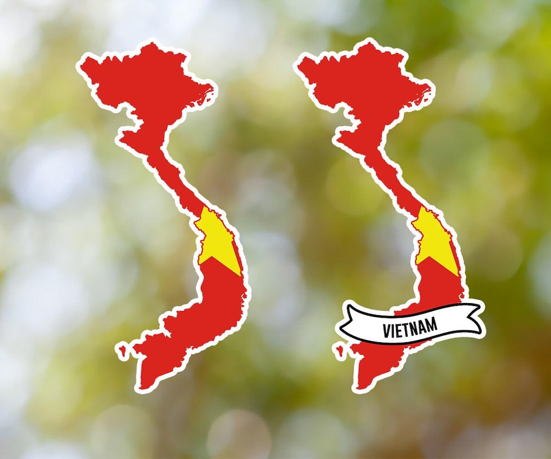 Vietnam Sticker Country Shaped Waterproof for Laptop, Car, Book, Water ...