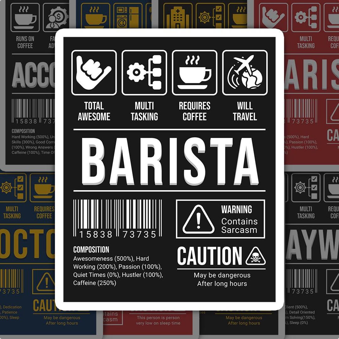 Barista Sticker Waterproof, Job Sticker for Laptop Car, Book, Water ...