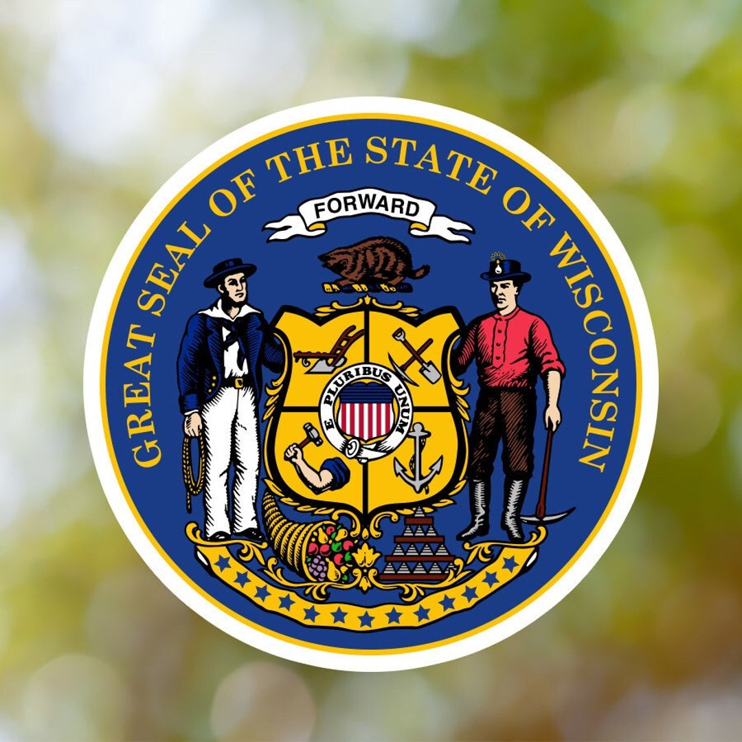 Wisconsin Sticker State Seal Made With Vinyl, Decal for Book, Laptop ...