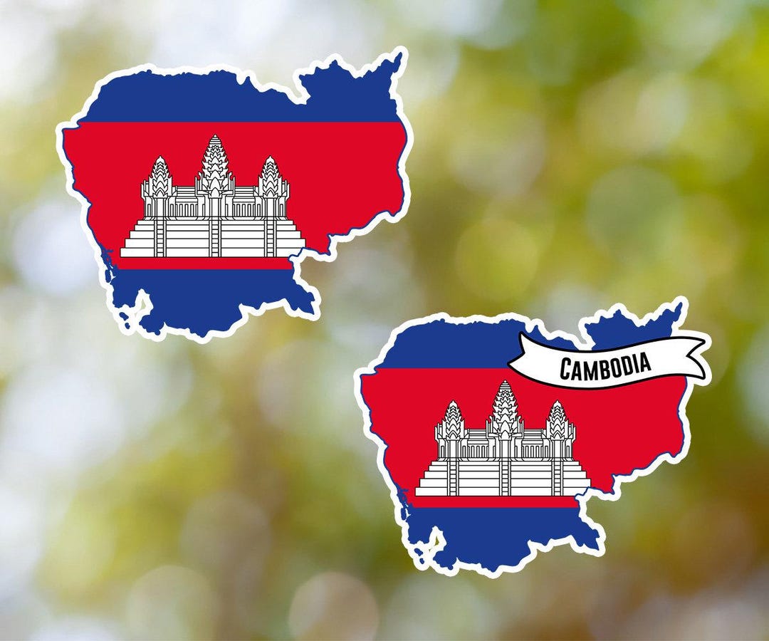 Cambodia Sticker Country Shaped Waterproof for Laptop, Car, Book, Water ...