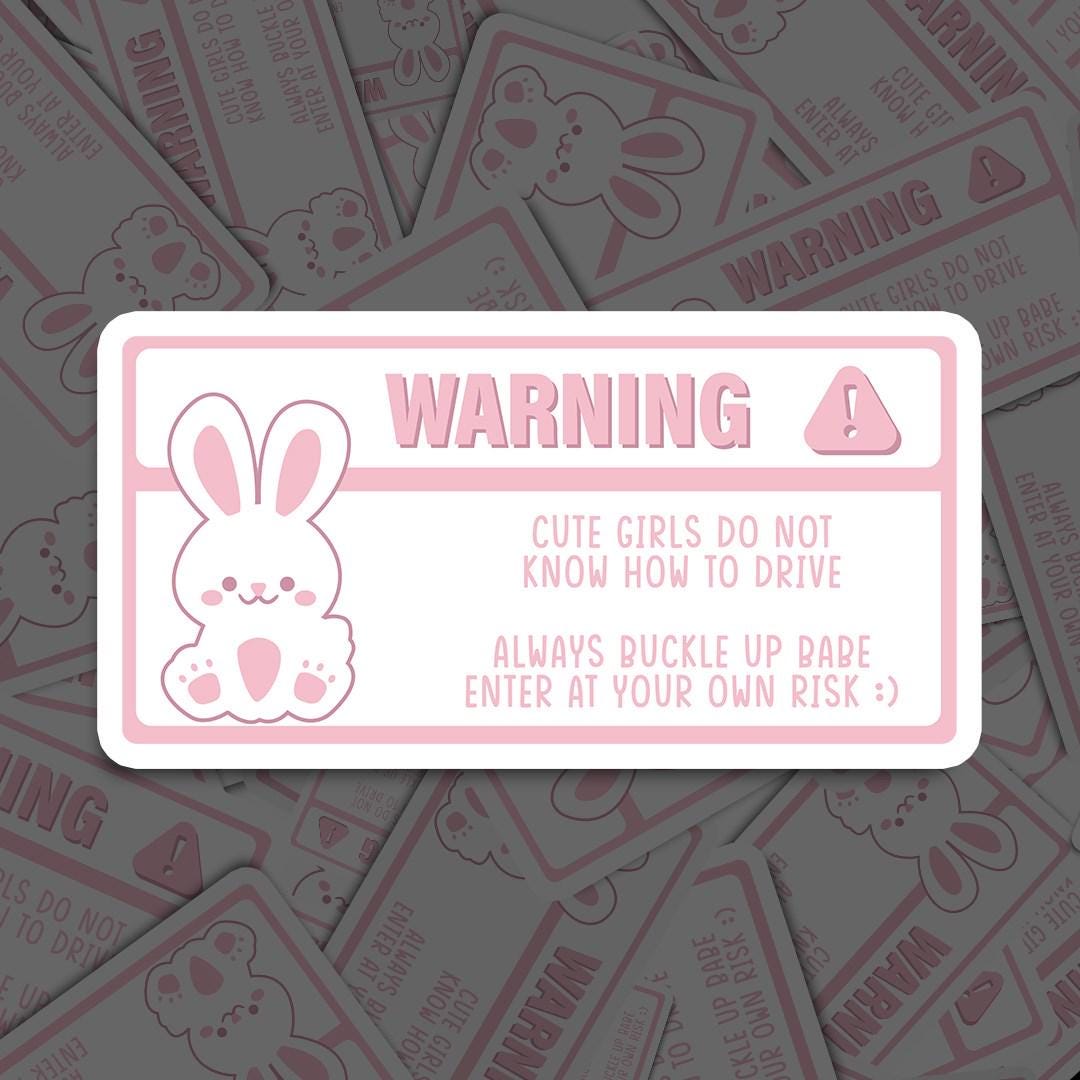 Warning Cute Girl Sticker, Warning Sign Vinyl Decal, for Laptop Car ...