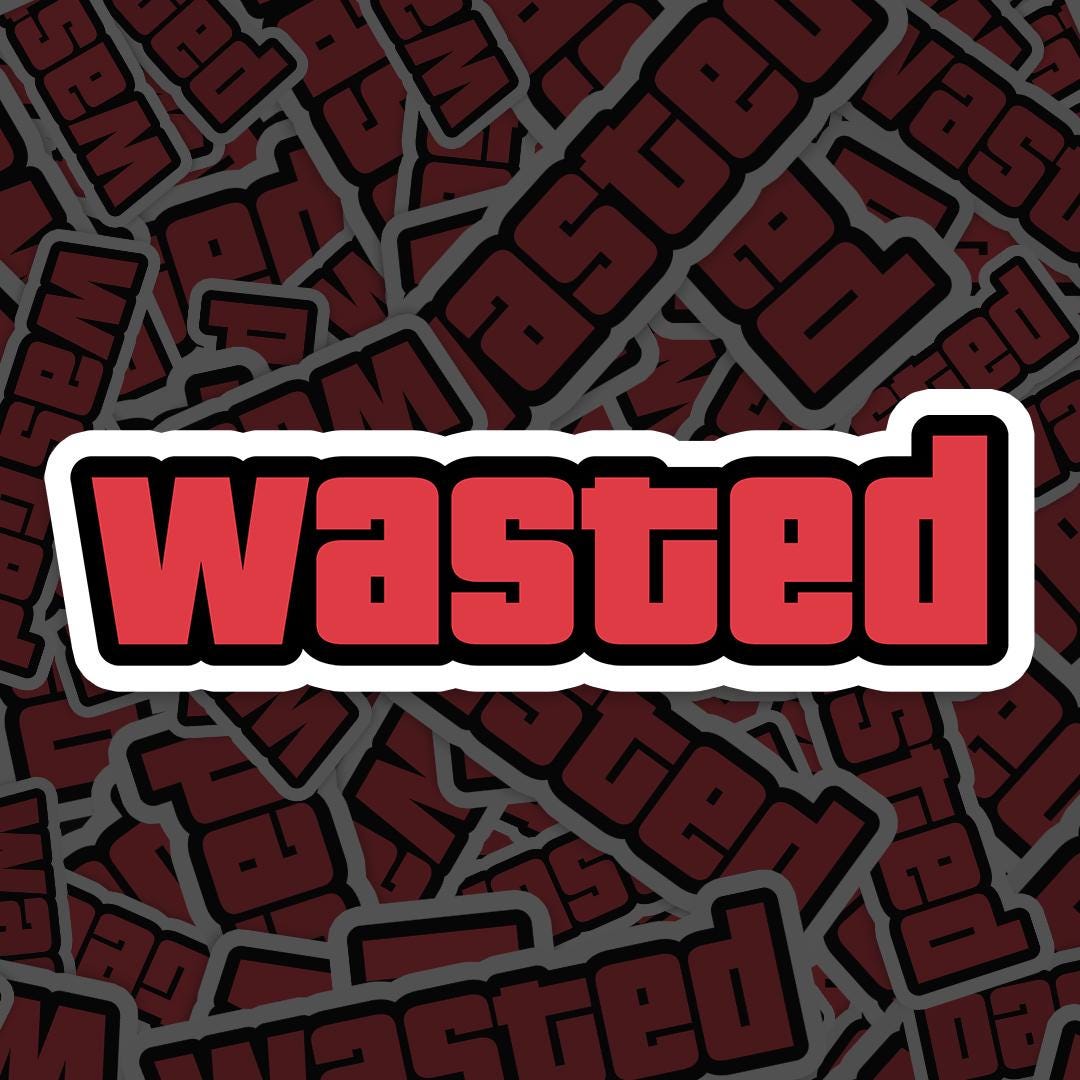 Wasted Meme Sticker Waterproof, Quote Sticker for Laptop Car, Book ...