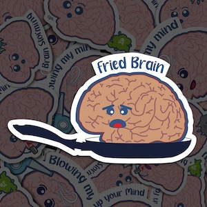 Brain Fried Brain Meme Sticker Waterproof, Vinyl Decal, for Laptop Car ...