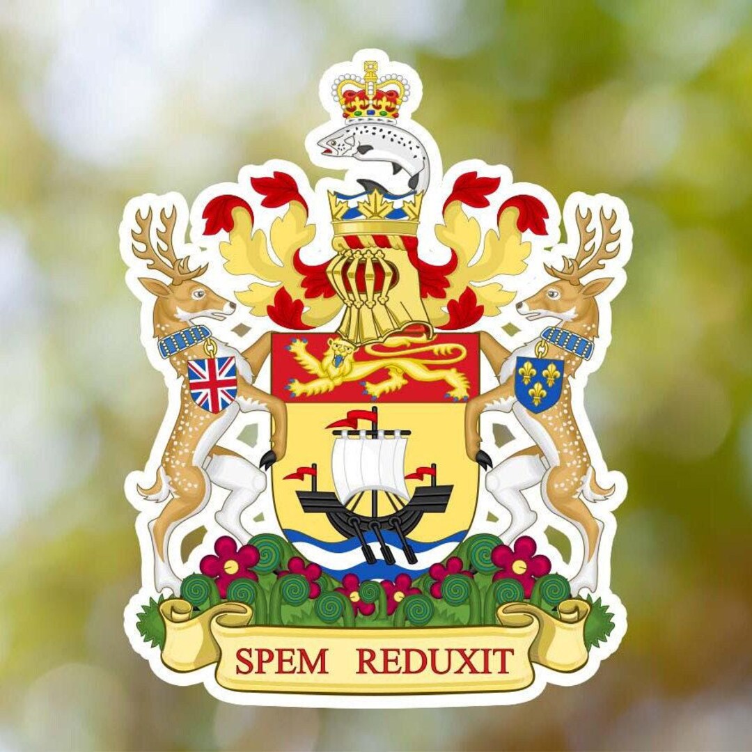 Canada New Brunswick Coat of Arms Sticker, Vinyl Decal, for Laptop Car ...