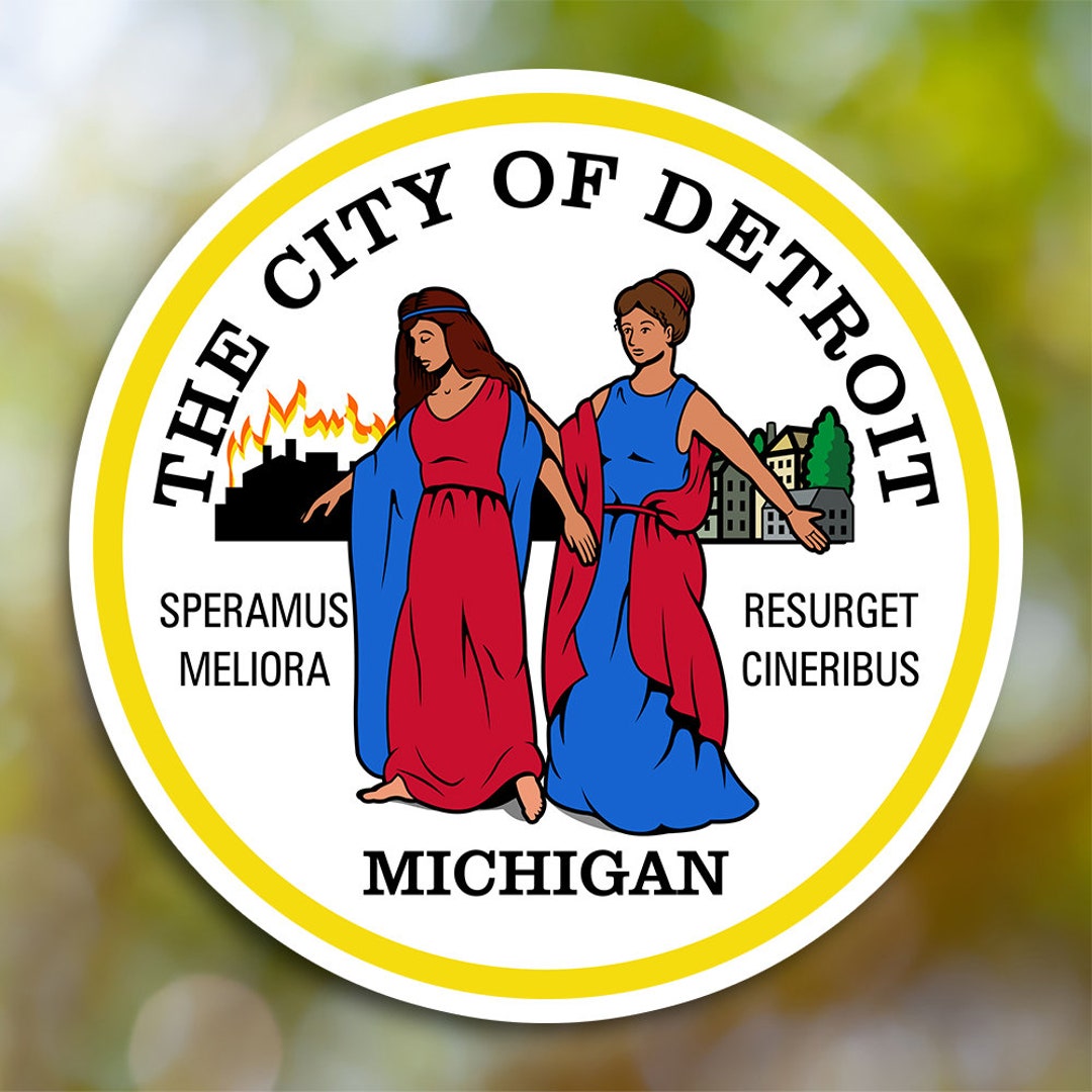 Detroit Sticker, City Sticker Vinyl Decal, for Laptop Car, Book, Water ...