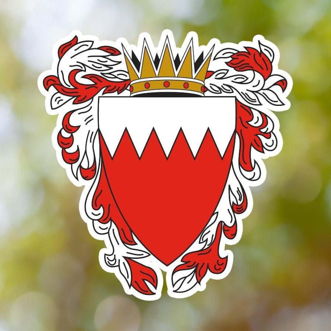 Bahrain Coat of Arms Sticker, Vinyl Decal, for Laptop Car, Book, Water ...