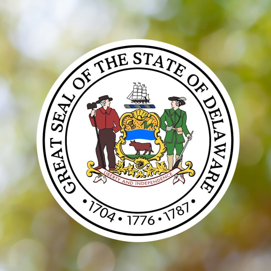 Delaware Sticker State Seal Made With Vinyl, Decal for Book, Laptop ...
