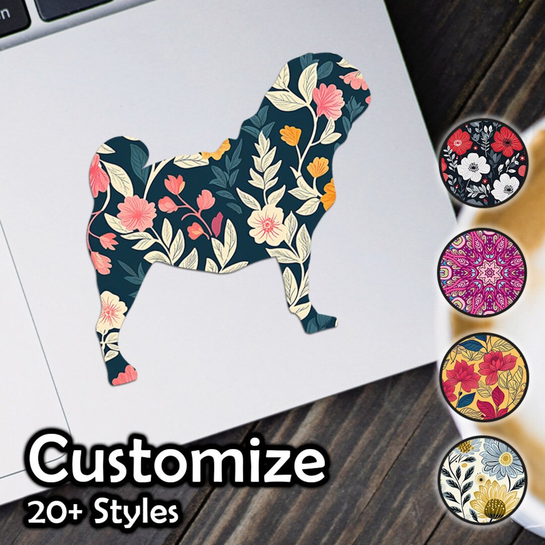 Pug Sticker, Dog Sticker With Pattern Waterproof for Laptop, Car, Book ...