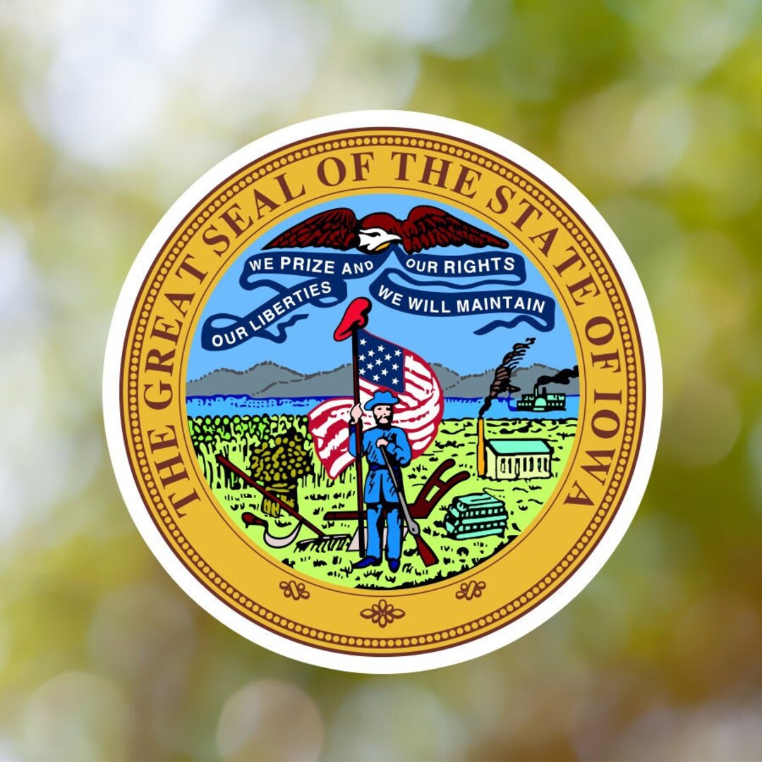 Iowa Sticker State Seal Made With Vinyl, Decal for Book, Laptop, Car ...