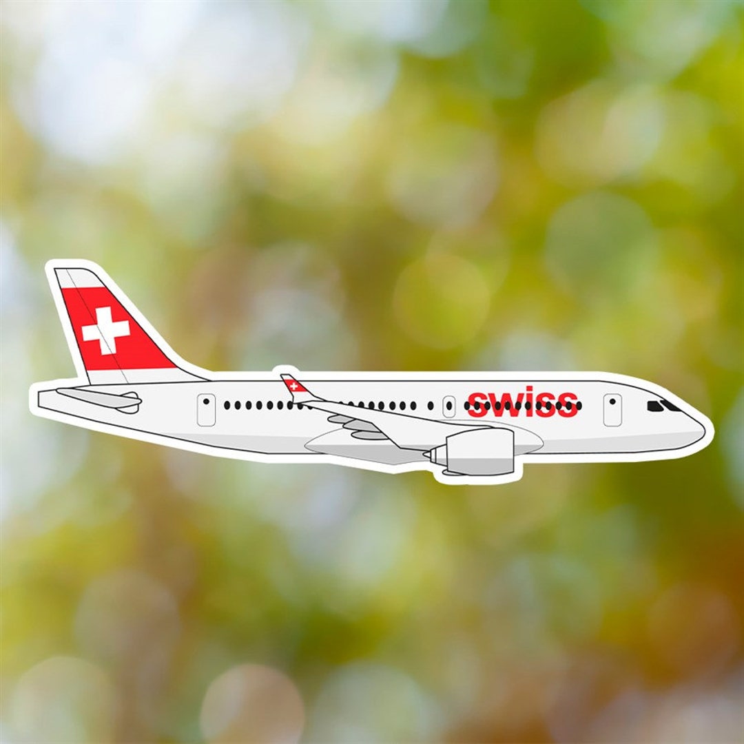 Airbus A220 Sticker, Swiss International Air Lines Airplane Sticker ...