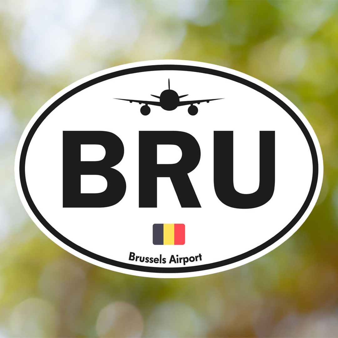 Brussels Sticker Oval Vintage, Belgium Airport Luggage Sticker ...