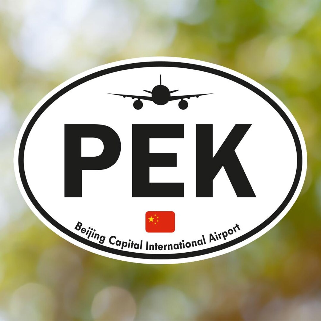 PEK Beijing Sticker Oval Vintage, China Airport Luggage Sticker ...