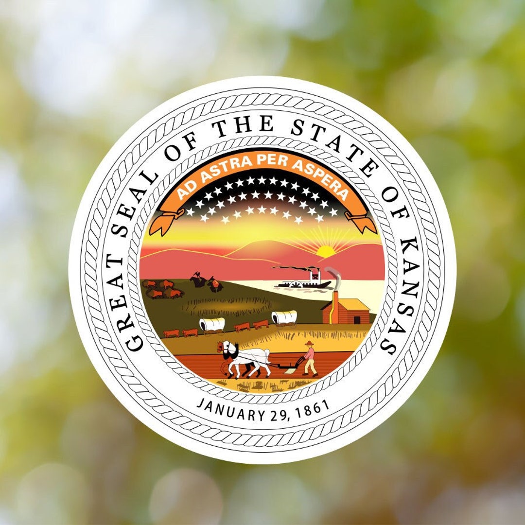 Kansas Sticker State Seal Made With Vinyl, Decal for Book, Laptop, Car ...