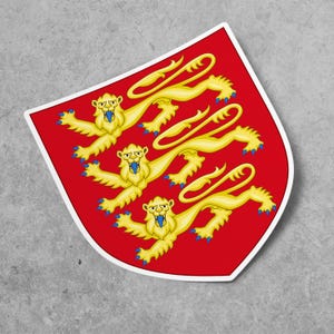 England Coat of Arms Sticker, Vinyl Decal, for Laptop Car, Book, Water ...