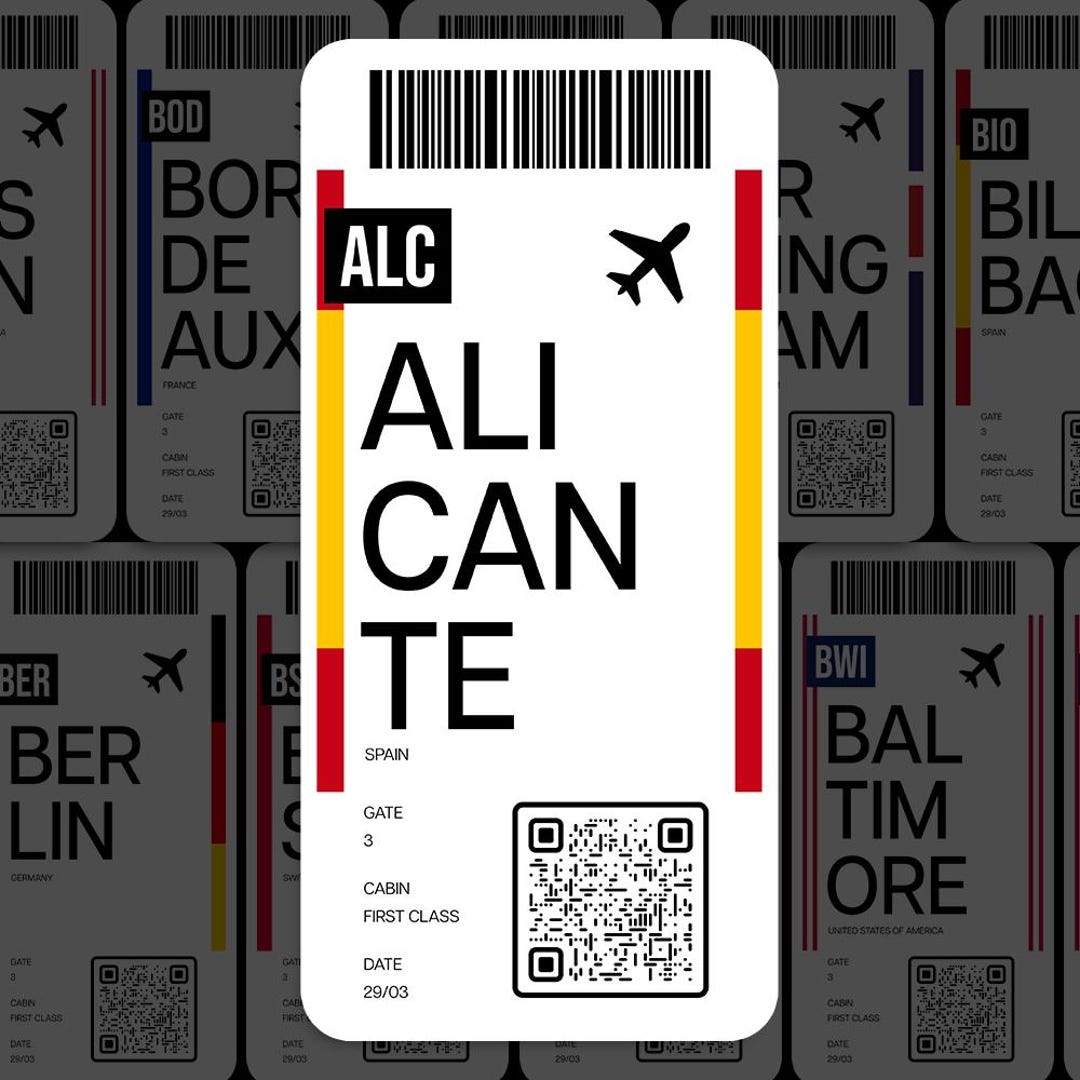 ALC Alicante Airport Sticker, Spain Luggage Sticker, Suitcase Sticker ...
