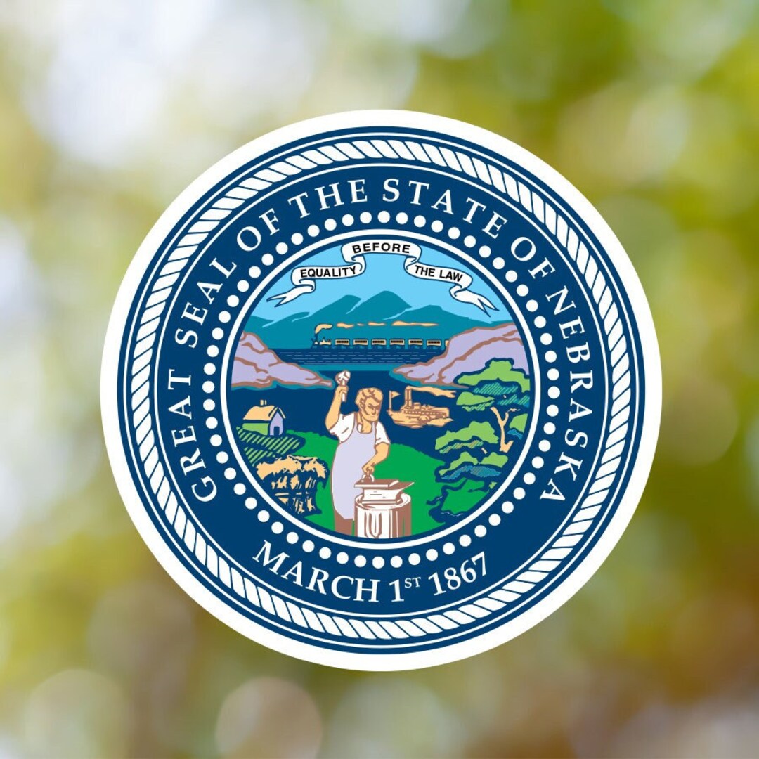 Nebraska Sticker State Seal Made With Vinyl, Decal for Book, Laptop ...