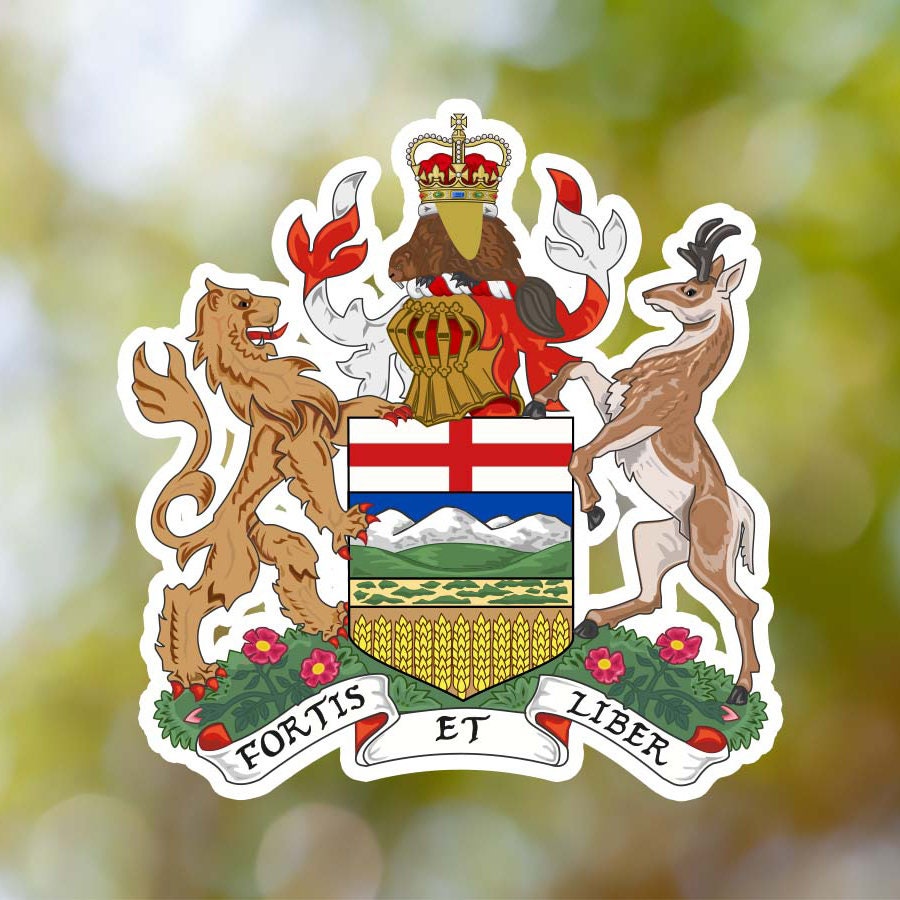 Canada Alberta Coat of Arms Sticker Vinyl Decal for Laptop - Etsy