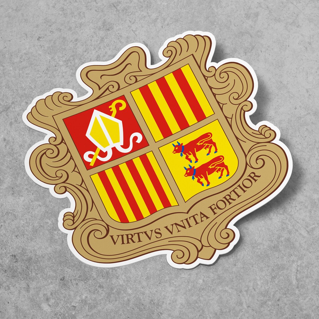 Andorra Coat of Arms Sticker, Vinyl Decal, for Laptop Car, Book, Water ...