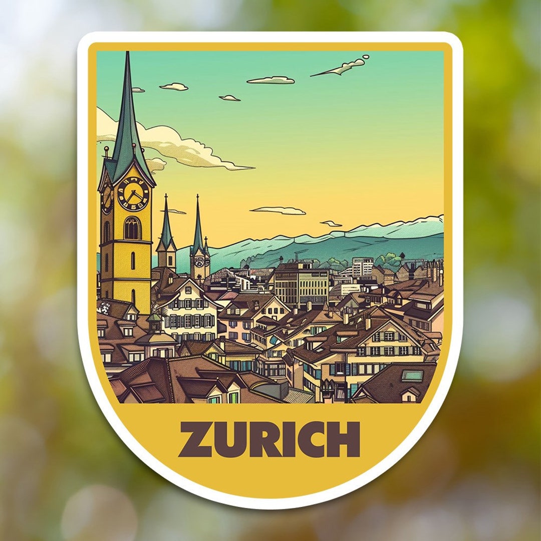 Zurich Sticker, City Sticker Vinyl Decal, for Laptop Car, Book, Water ...
