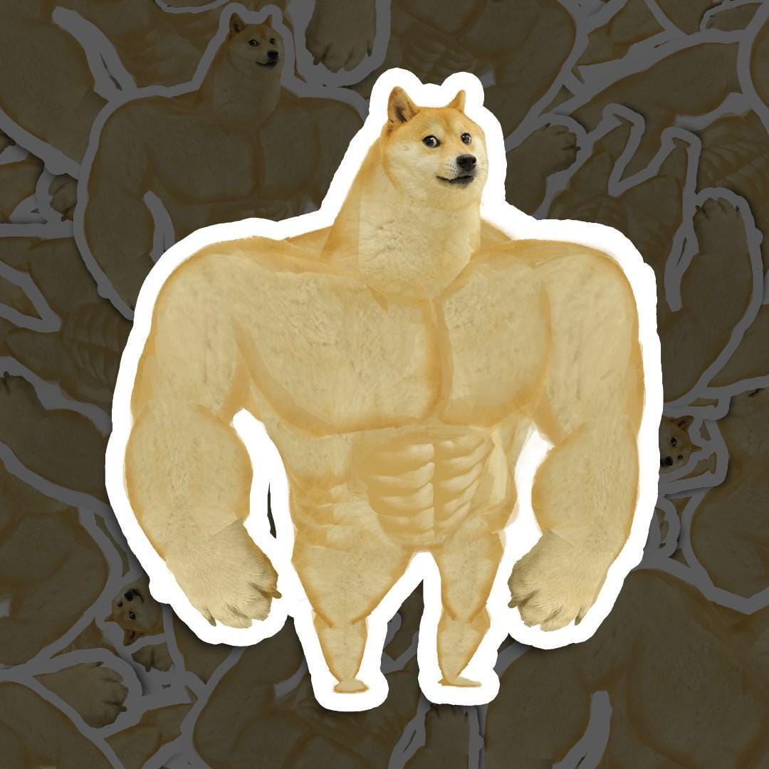 Swole Doge Meme Sticker, Dog Sticker Sticker, Vinyl, Decal, for Laptop ...