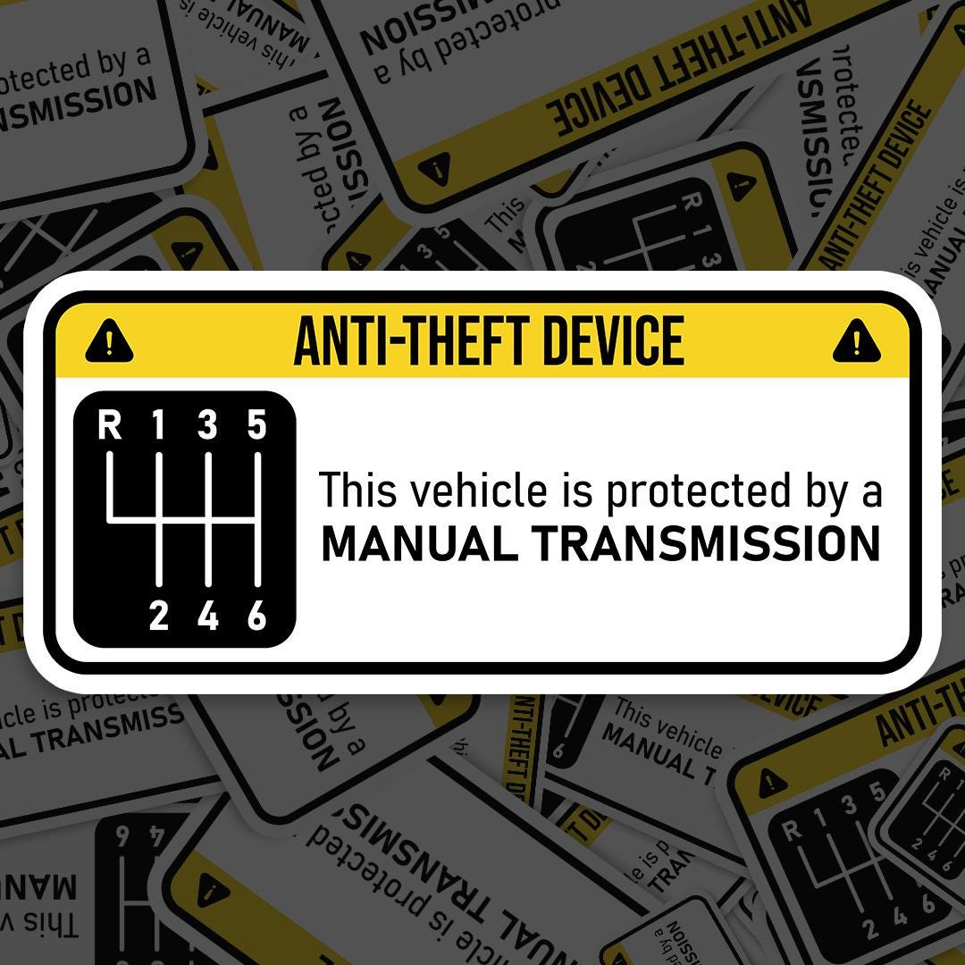 Manual Transmission Warning Sticker, Car Decal, for Laptop Car, Book ...