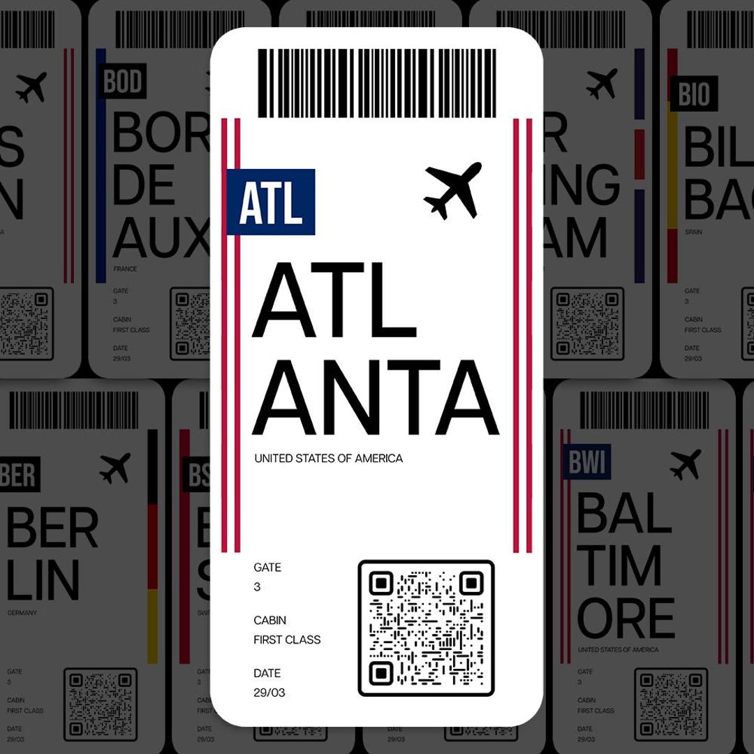 ATL Atlanta Airport Sticker, USA Luggage Sticker, Suitcase Sticker for ...