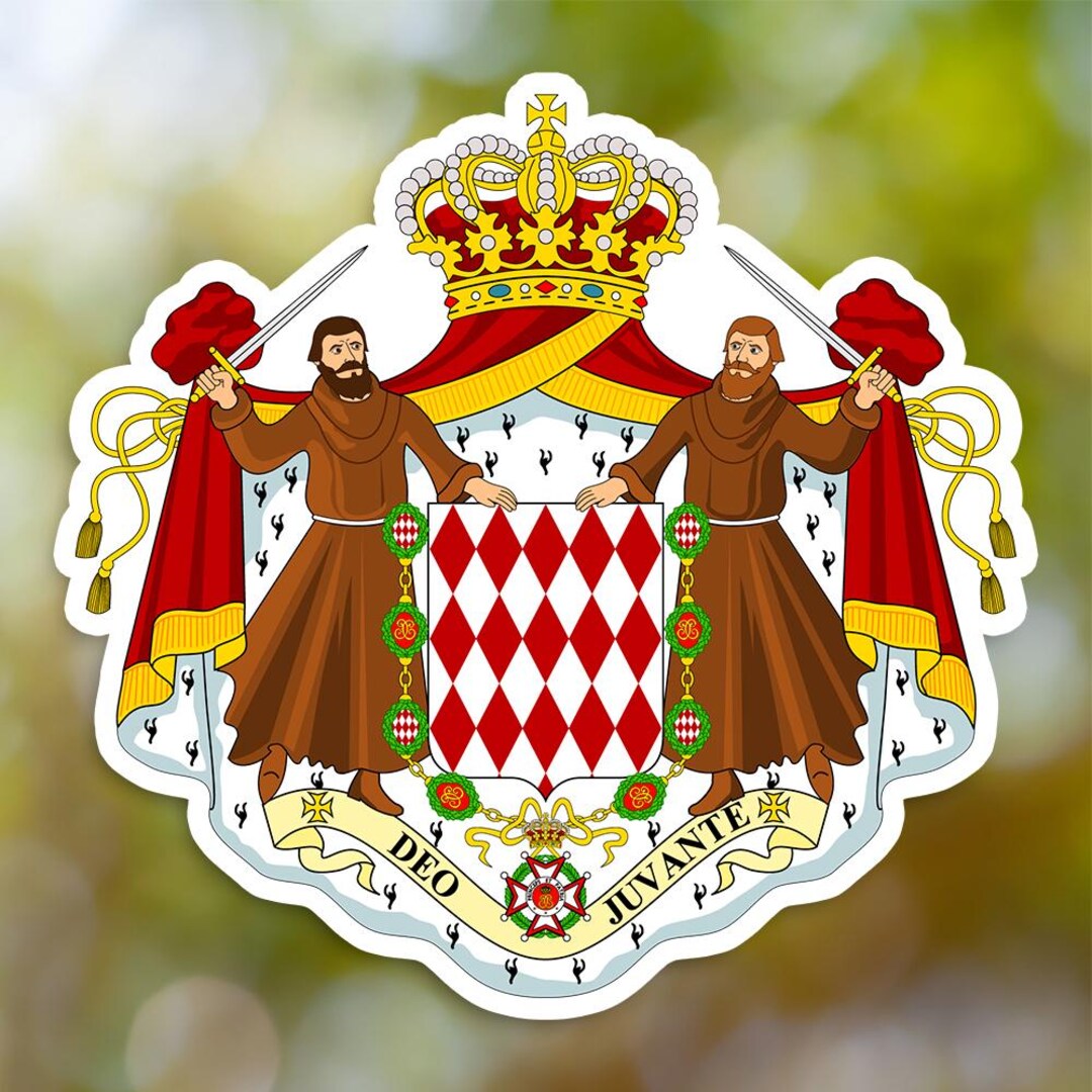 Monaco Coat of Arms Emblem Sticker, Vinyl Decal, for Laptop Car, Book ...