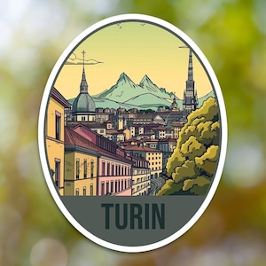 Turin Sticker, City Sticker Vinyl Decal, for Laptop Car, Book, Water ...