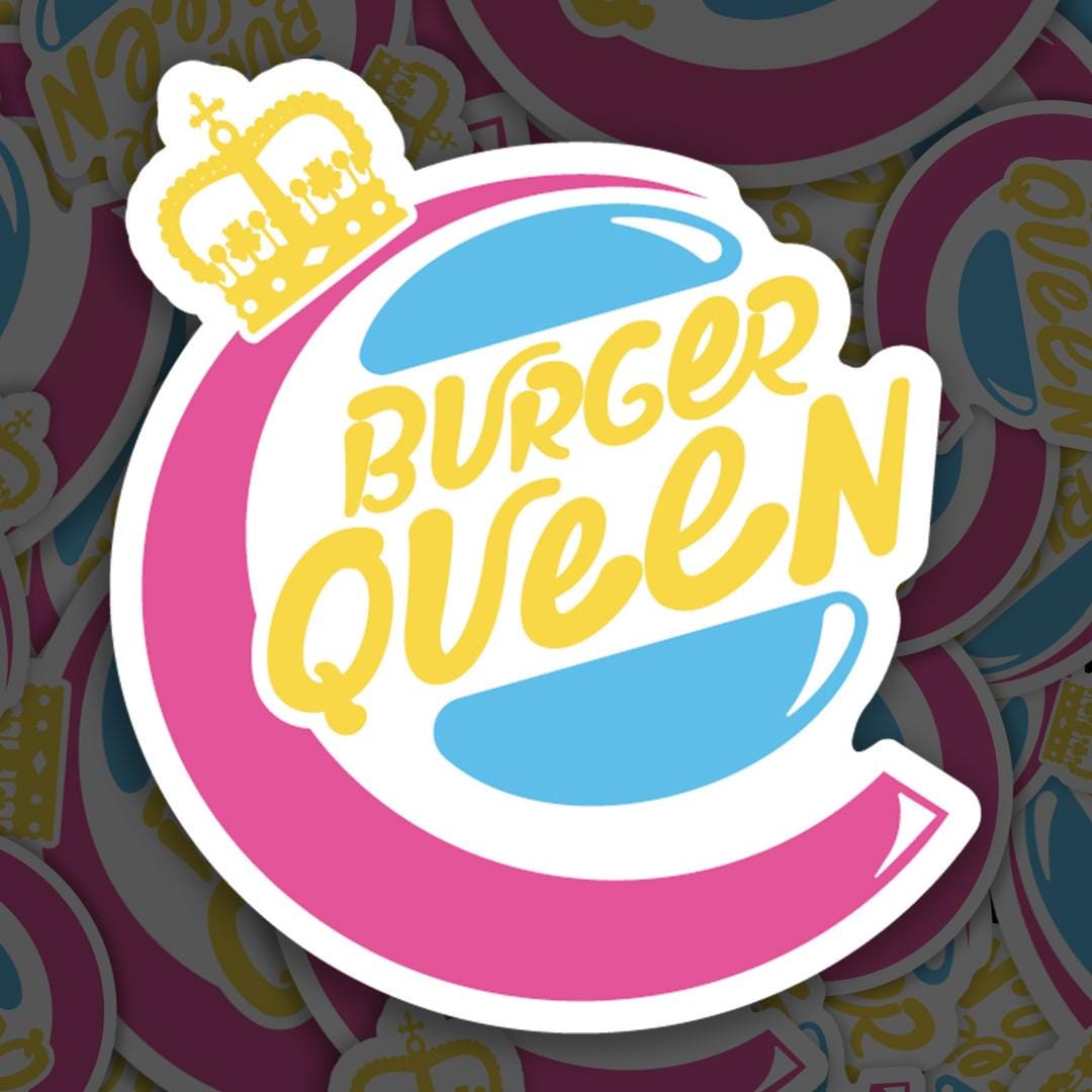 Burger Queen Meme Sticker, Vinyl Decal, for Laptop Car, Book, Water ...