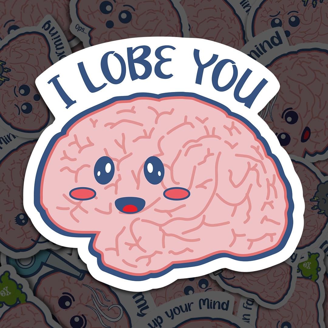 I Lobe You Brain Meme Sticker Waterproof, Vinyl Decal, for Laptop Car ...