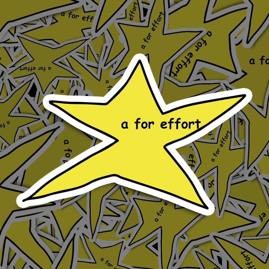 A for Effort Star Sticker, Vinyl Decal, for Laptop Car, Book, Water ...